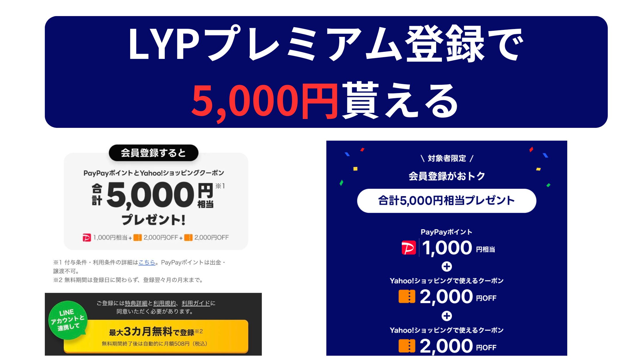 LYPプレミアムの登録で5,000円相当が貰える - ポイ活とお得情報